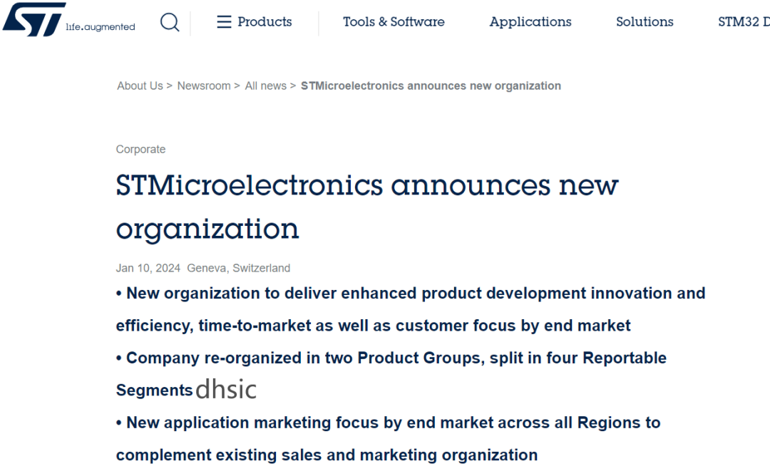 Heavy! STMicroelectronics (ST) major organizational structure ...